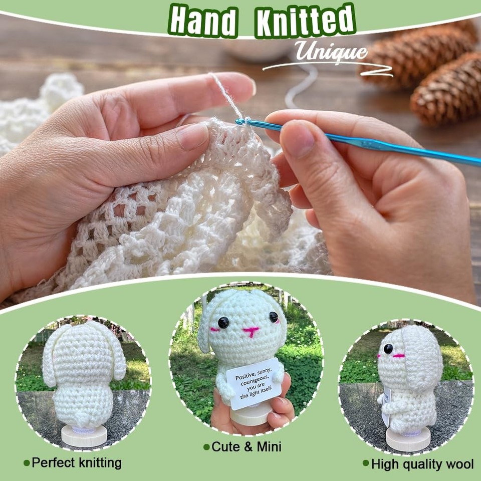 9PCS Crochet Animals with Positive Messages, Positive Crochet Animals ...