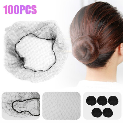 100X Invisible Black Hair Nets Elastic Edge Mesh Hairnet Stretch Cover ...