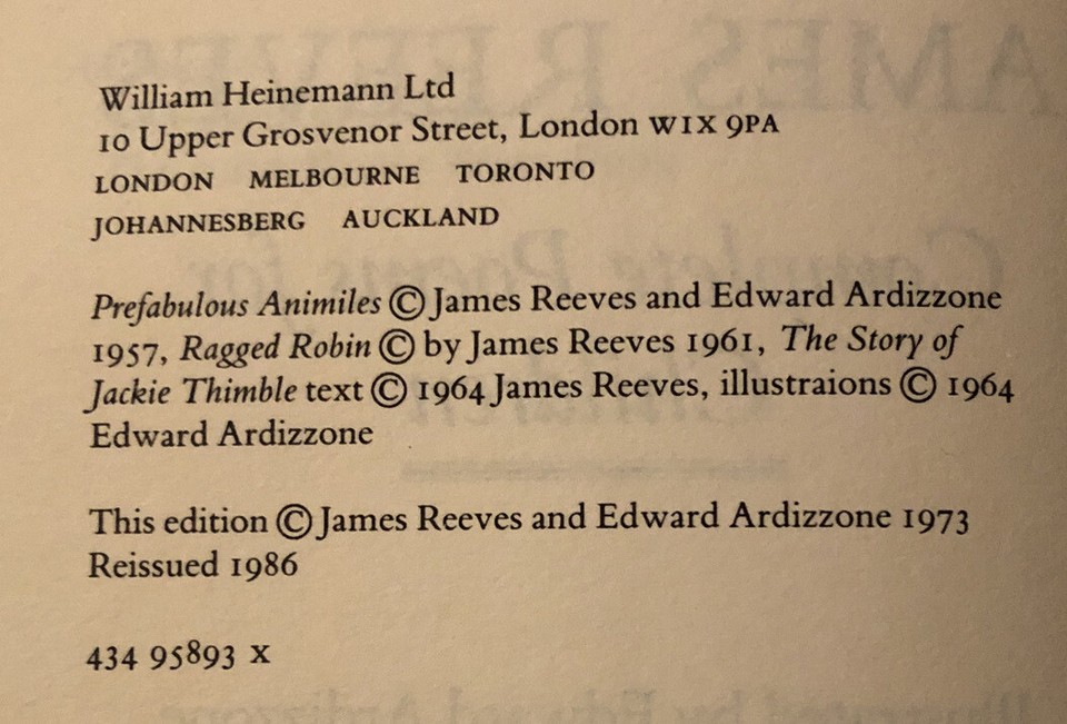 James Reeves Complete Poems for Children Book Hardcover 1986 | eBay