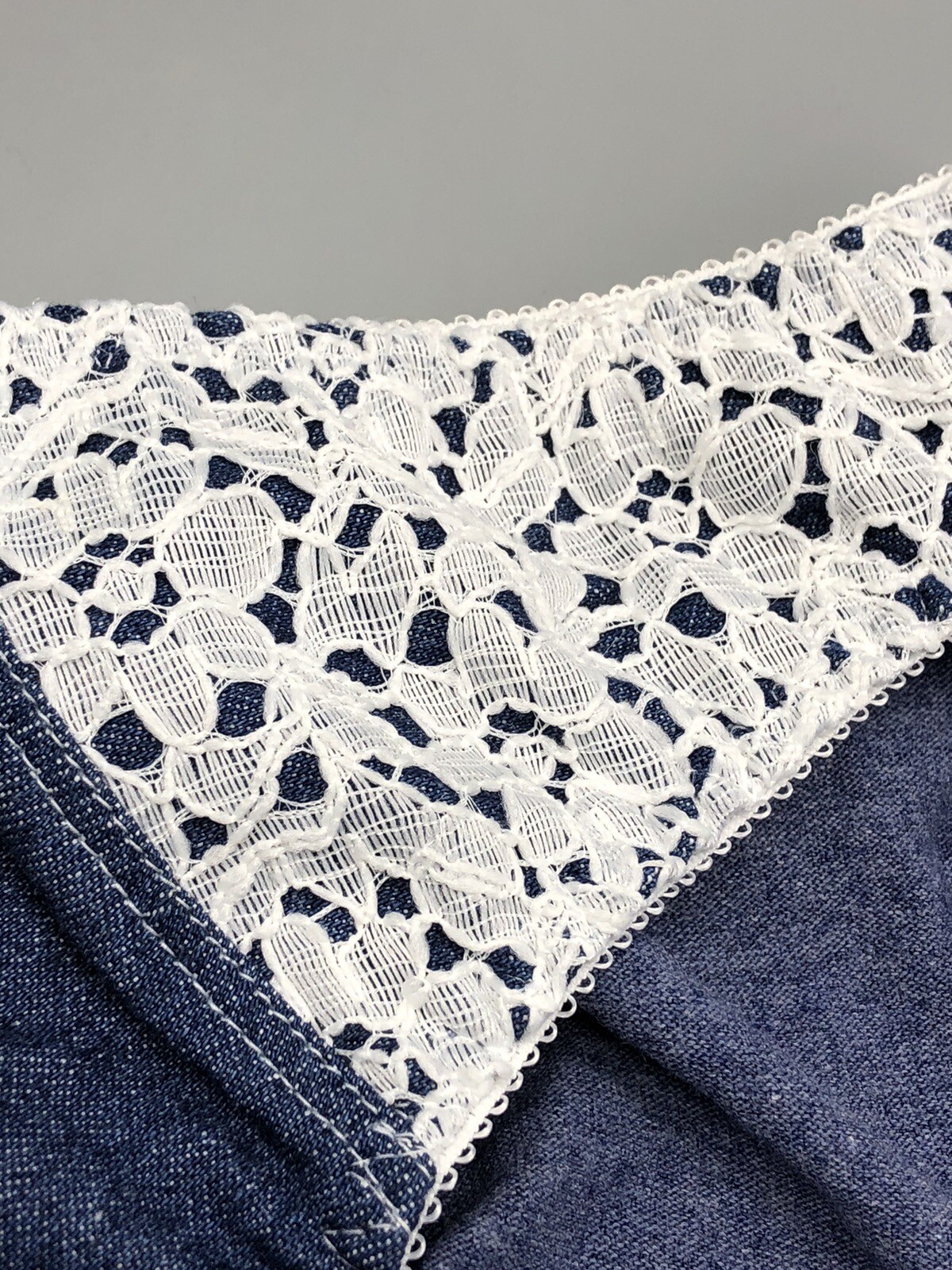 Vintage Bestform Romantique Denim/Lace Hi Cut Bikini … - Gem