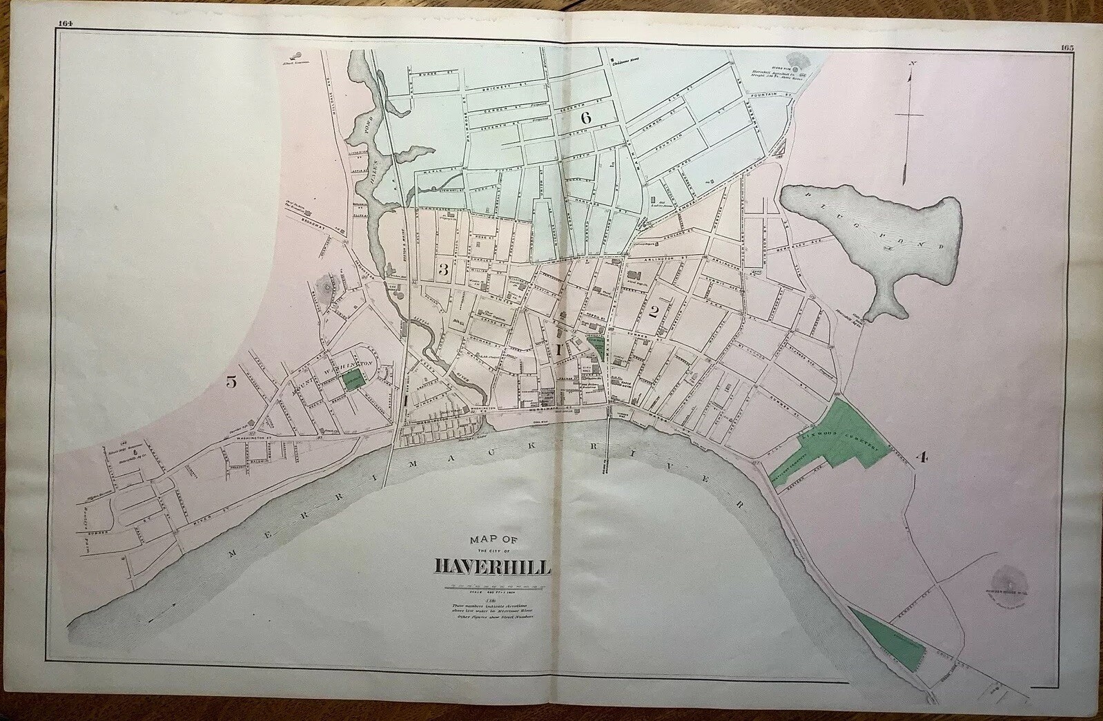 1884 Original Map Haverhill Middleton Mass MA Old Essex Merrimac River ...