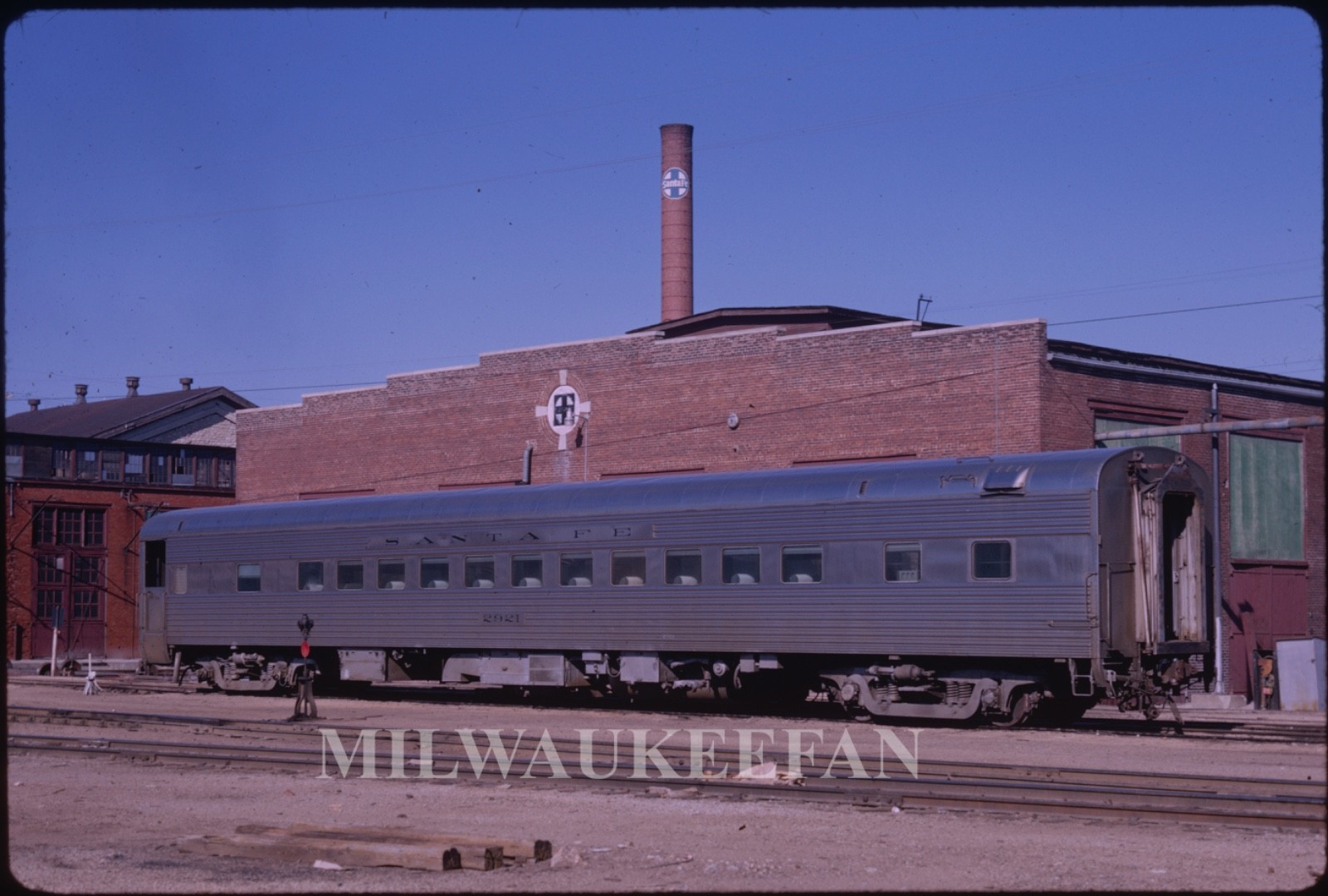 Original Kodachrome slide Santa Fe ATSF coach 2921 Topeka Kansas 1970 ...