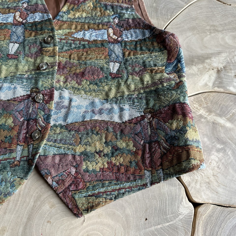 Tapestry Golf Vest Women’s Medium Chelsea Studio Vintage Button | eBay