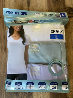 32 Degrees Cool Womens 3 Pack Shirts Short Sleeve Scoop Neck Size Large ...