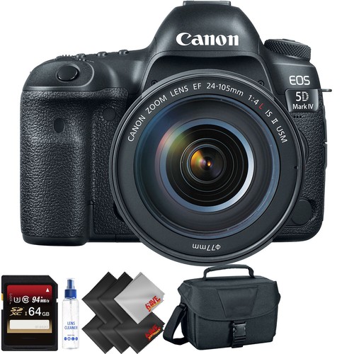 Canon EOS 5D Mark IV DSLR Camera +24-105mm f/4L II Lens + 64GB Memory ...