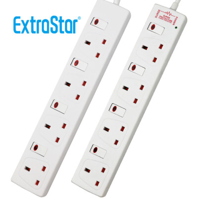 4 Way Mains Electric Extension Lead Cable with Individual Switch 13A UK ...