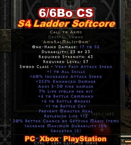 Call to Arms 6/6Bo ⭐ Ladder S12 CTA Diablo II Resurrected D2R SC PC/PS5 ...