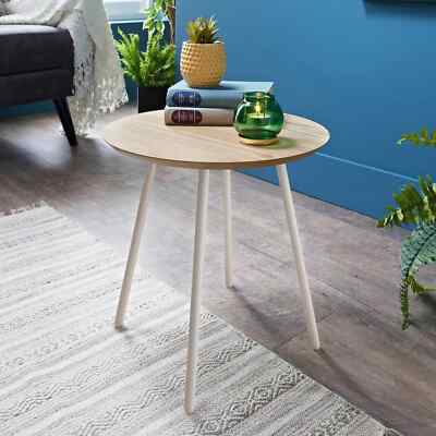 Stylish Michigan Side Table Contemporary Wooden Top Table With White ...