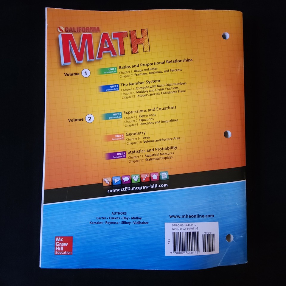 CA California Math Your Common Common Core Edition CCSS Course 1 Volume ...