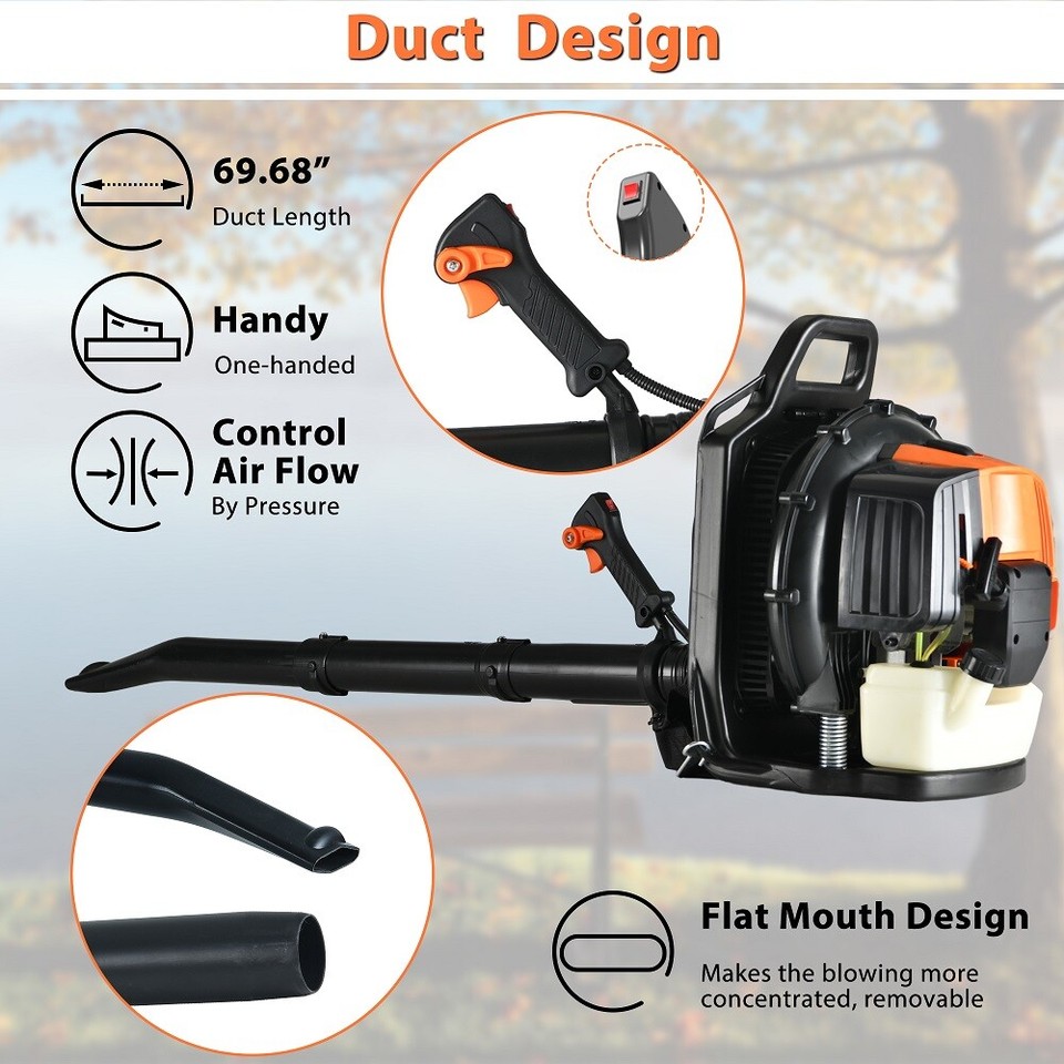 4-Stroke 75.6CC Gas Powered Backpack Leaf Blower Garden Yard Snow Grass ...