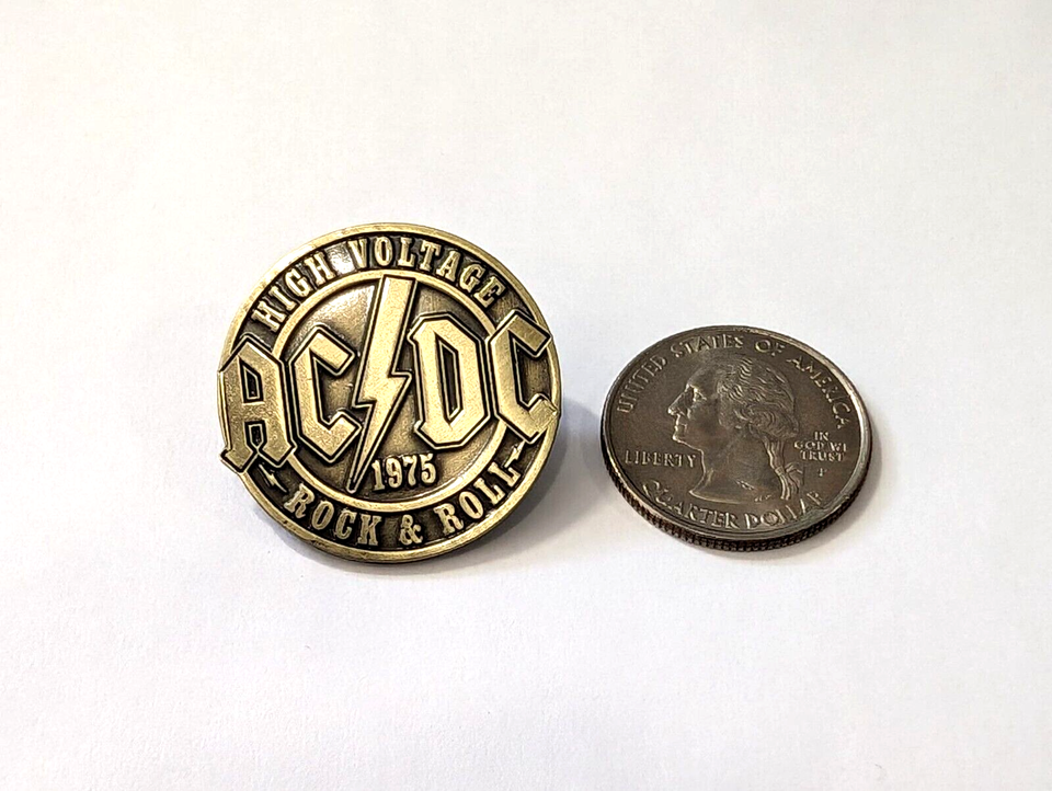 AC/DC 'High Voltage' Heavy Metal Rock & Roll 1975 Enamel Lapel Pin ...