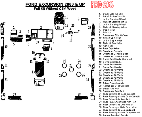 FOR FORD EXCURSION XLT INTERIOR SET WOOD CARBON ALUMIN DASH TRIM KIT ...