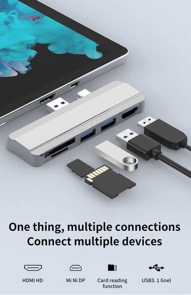 SD/SDHC/SDXC/Micro SD USB HUB Docking Station Adapter For Surface Pro 4 ...