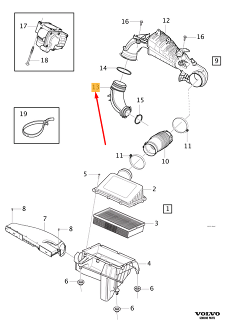 VOLVO XC40 LOWER FRESH AIR PIPE 32222143 GENUINE for sale online | eBay