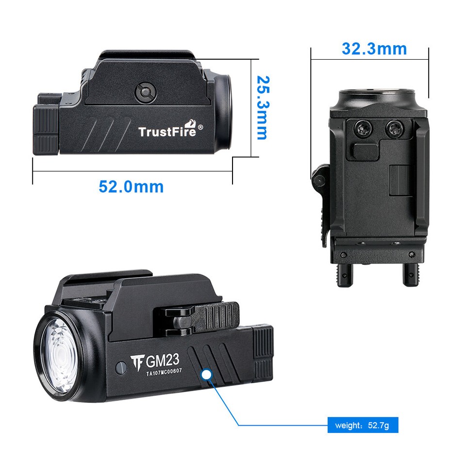 Pistol Gun Light 800 Lumens Glock Tactical Weapon Rail Mounted ...