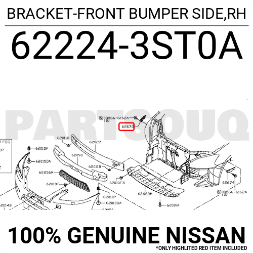 622243ST0A Genuine Nissan BRACKET-FRONT BUMPER SIDE,RH 62224-3ST0A | eBay