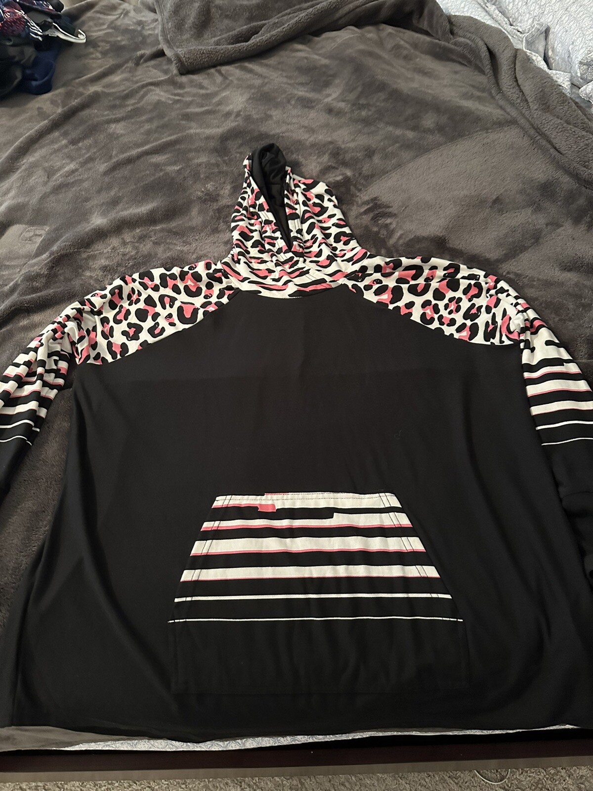 LulaRoe Amber Pullover Hoodie Black with Leopard Print | eBay