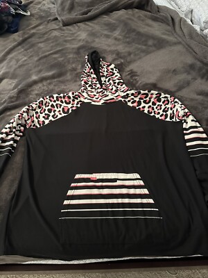 LulaRoe Amber Pullover Hoodie Black with Leopard Print | eBay