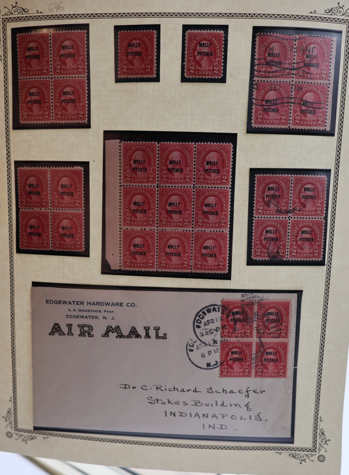 #646 US cover plate BLOCKS USED+MINT WASHINGTON 2C OVERPRINT MOLLY ...