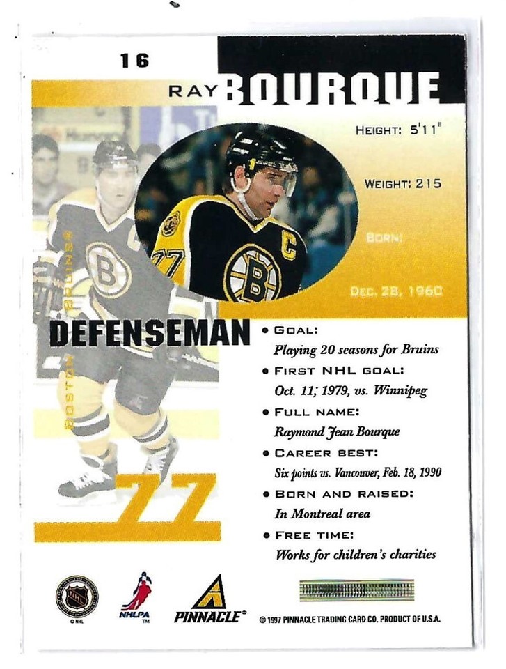 1997 Pinnacle Inside Ray Bourque -Boston Bruins | eBay