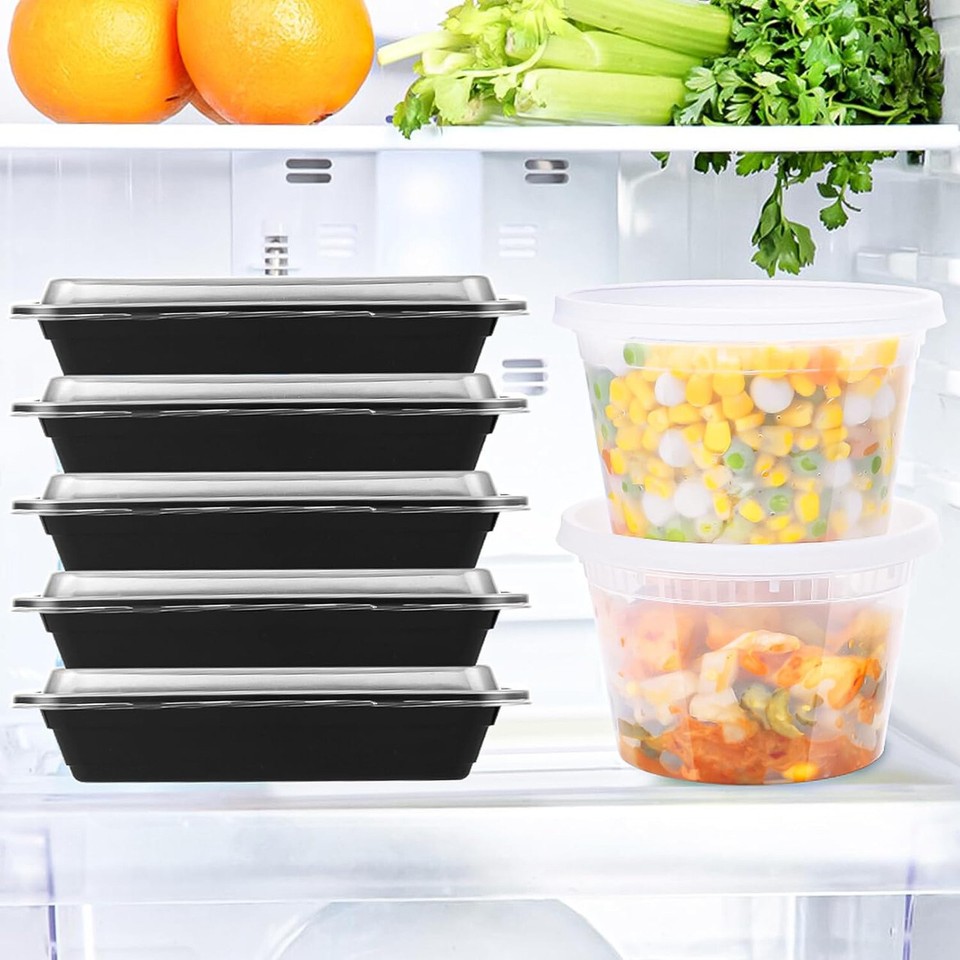 16 oz Heavy Duty Large Round Deli Food/Soup Plastic Containers w/ Lids ...