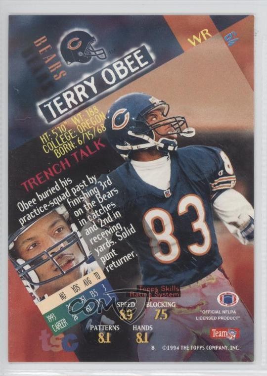 1994 Topps Stadium Club Super Teams Winners Super Bowl XXIX Terry Obee ...