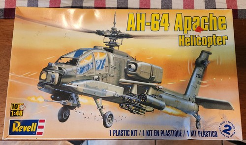 Revell AH-64 Apache Helicopter 1:48 Scale Model Box Open Parts Sealed ...