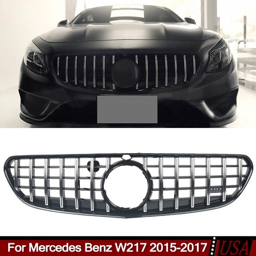 GT Front Grille Chrome+Black For 2015-2017 Mercedes Benz W217 S500 S550 ...