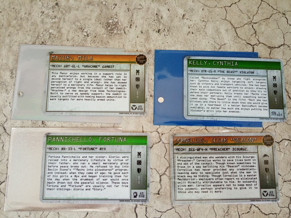 Mechwarrior gunslinger pilot cards lot of 4 | eBay