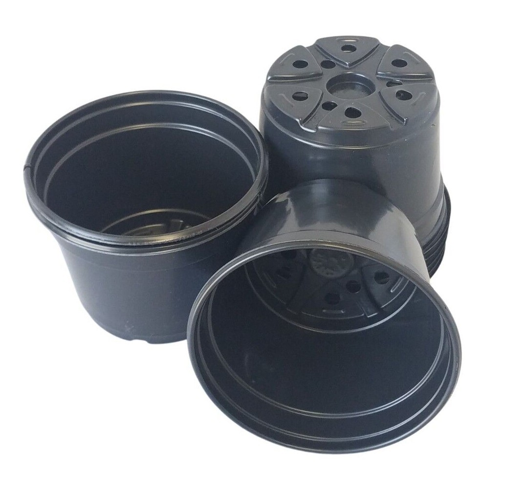 5 inch Round Black Plastic Pots - (5" x 3.6") flower pot Nursery ...
