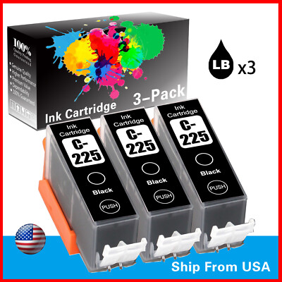 (3PK,Black) PGI225 PGI-225 Ink Cartridge for Pixma MG5100 MX890 MG8220 ...
