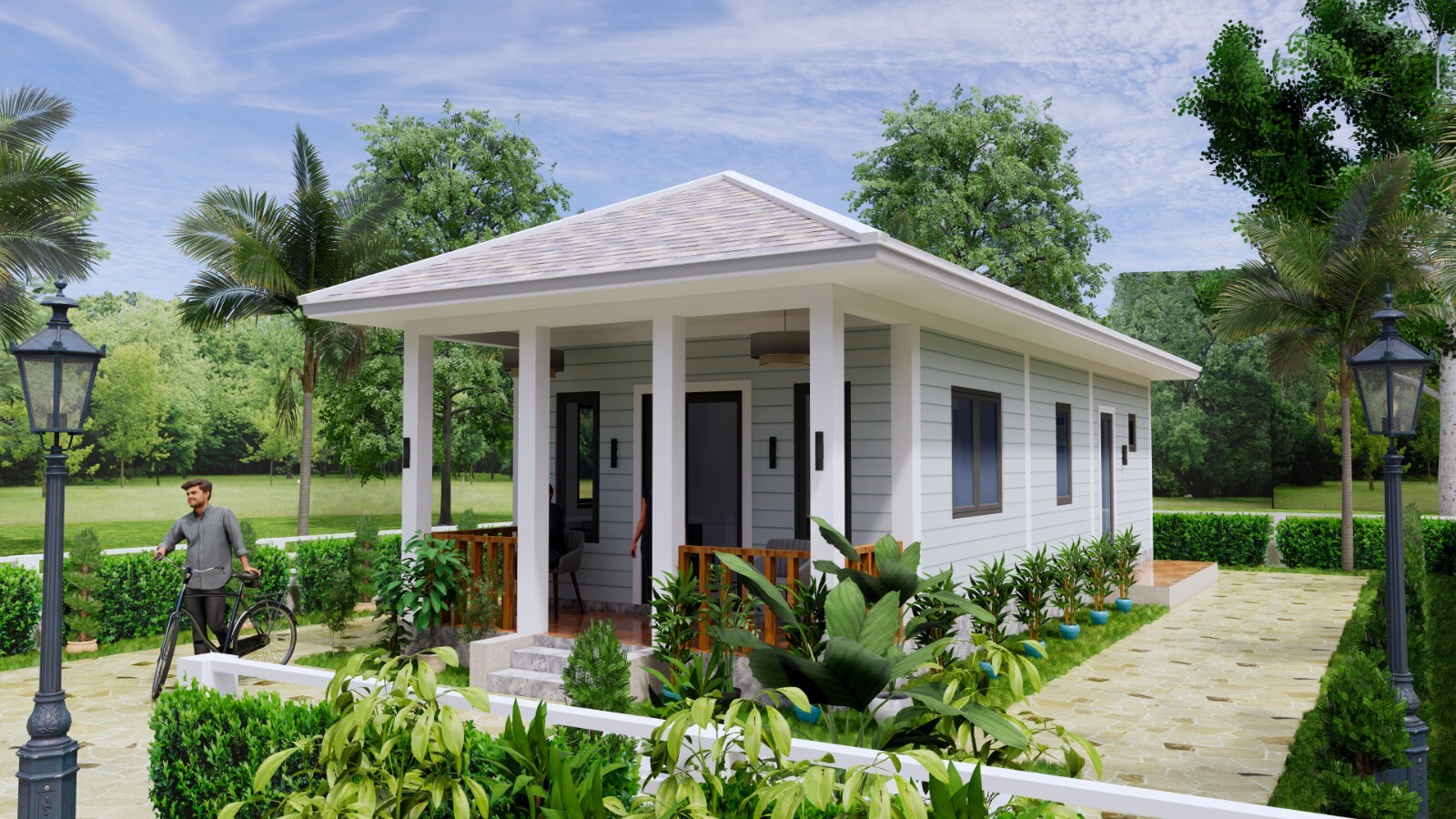 15x40 Feet Small House 4.5x12 Meter 2 Beds 1 Bath Hip Roof PDF & (A4 ...