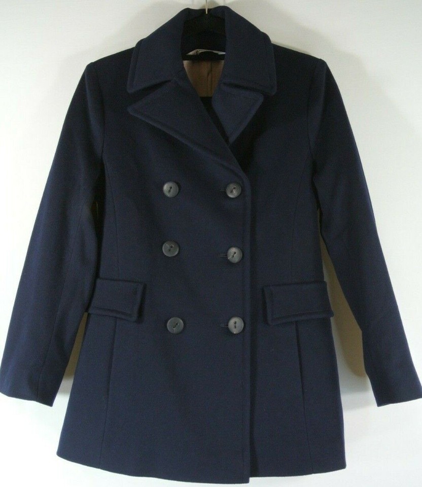 FLEURETTE DOUBLE BREASTED WOOL PEACOAT IN MIDNIGHT NAVY JACKET sz 12 | eBay