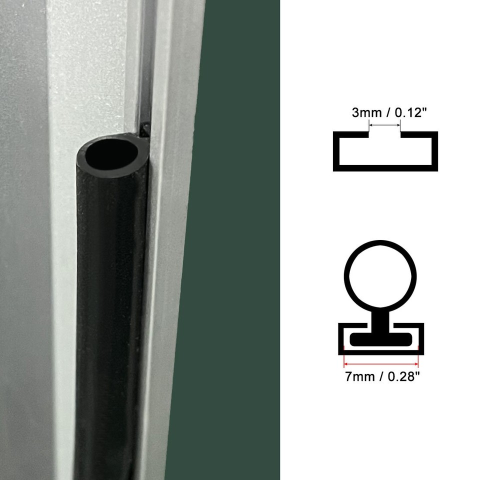16.4ft T-Slot Mount Window Weatherstrip Seal 7mm Bulb 6mm Slot 5 Meters ...