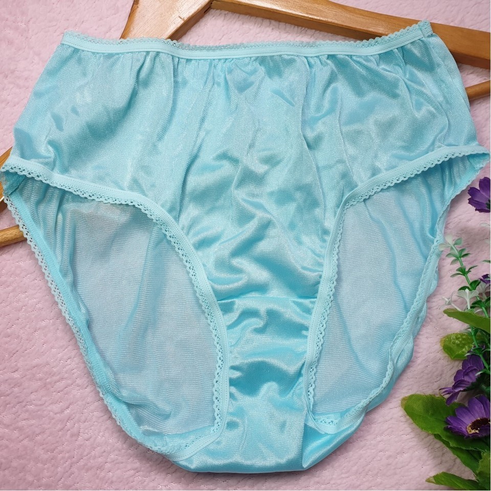 6 Pair Vintage Silky Panties 100% Nylon Sissy Sheer Briefs Size 6-7 Hip ...