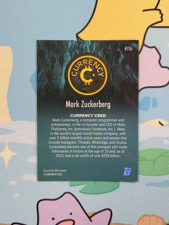 MARK ZUCKERBERG #116 2025 Cardsmiths Currency Series 5 S5 RAINBOW ...