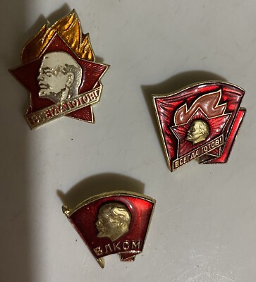 Lot Of 3 USSR CCCP Soviet Russian Communist Lenin Pins Badges | eBay