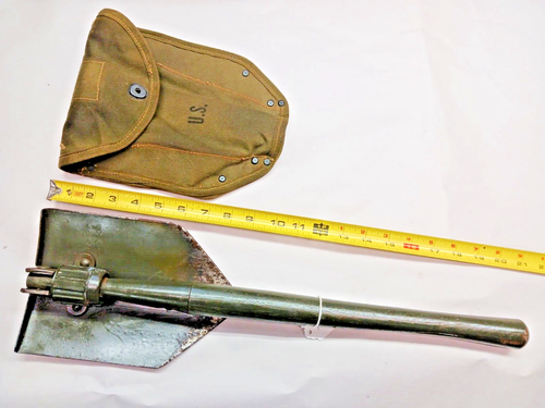 AMES U.S. ARMY Folding WW2 Entrenching Shovel & Canvas Sheath, Vintage ...