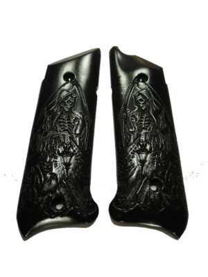 --Grim Reaper Ebony Ruger Mark IV Grips MK 4 Checkered Engraved ...