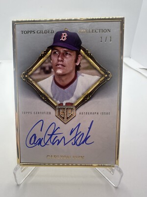 Carlton Fisk 2023 Topps Gilded Gold Framed Auto 1/1 #HAFA-CFI Boston ...