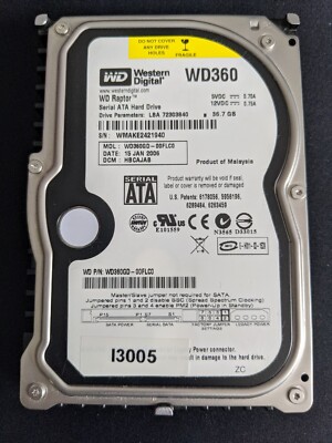 WD RAPTOR 36.7GB 10K RPM 8MB SATA 3.5'' WD360GD - Free Shipping ...