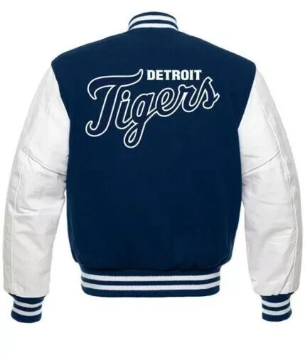 Letterman Detroit Tigers Blue Wool and White Leather Vintage Varsity ...