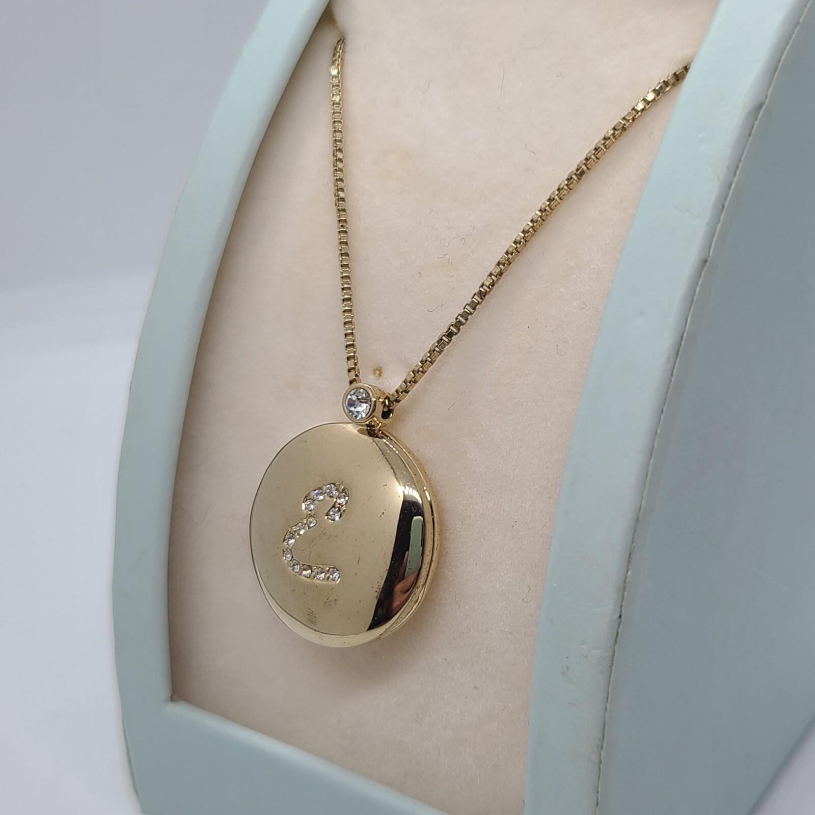 Monet Initial E Crystal Locket Gold Tone In Original Gift Box | eBay