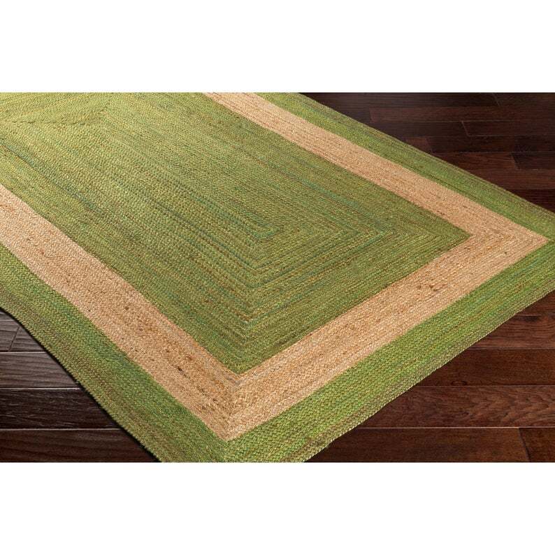 Rug Green Carpet Rectangle Jute Mat 100% Natural Farmhouse Jute Runner ...
