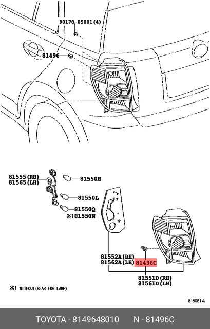Original guide rear combination lamp no.2 8149648010 for TOYOTA 81496 ...