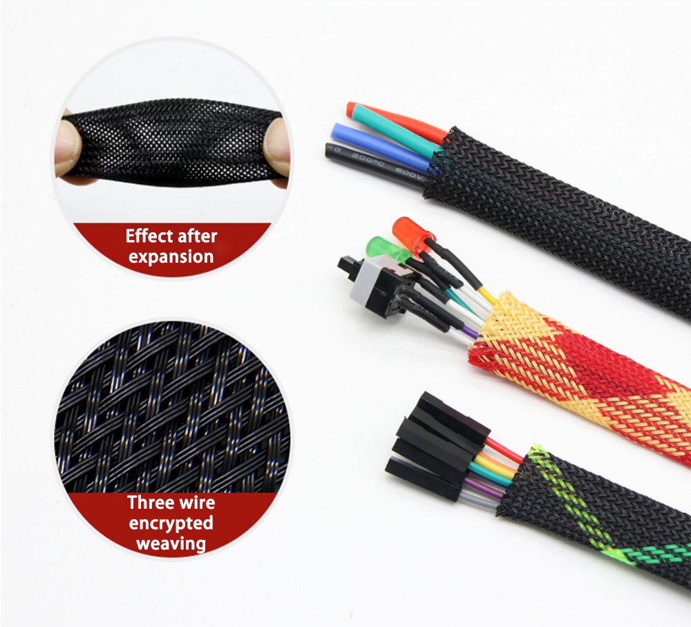 10m Expandable Braided Cable Sleeving 3~16mm Auto Wiring Harness Tidy ...