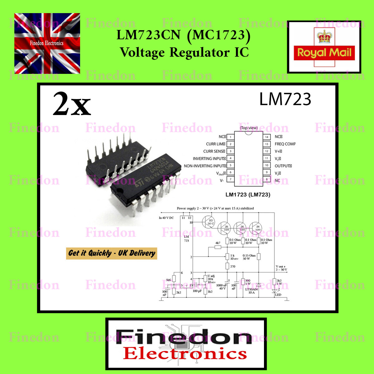 2 x LM723CN (MC1723) Linear Adjustable Voltage Regulator IC DIP-14 | eBay