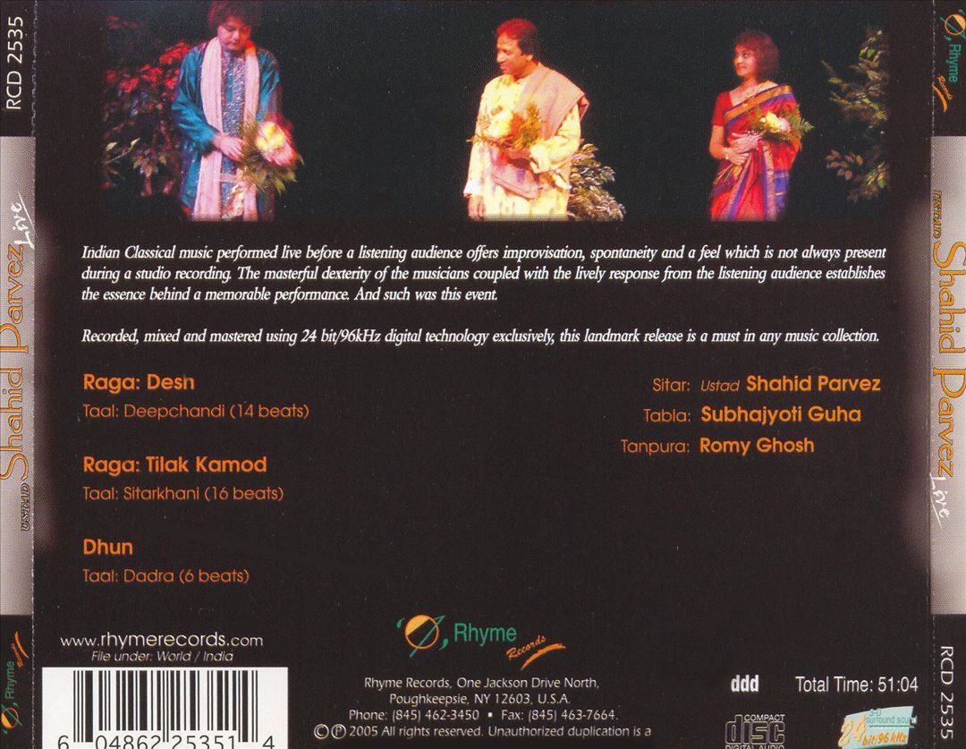 SHAHID PARVEZ SHAHID PARVEZ: LIVE NEW CD 604862253514| eBay