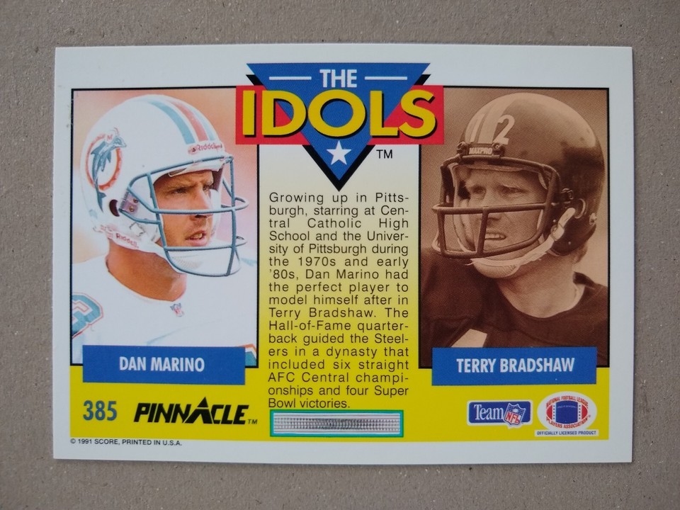 TERRY BRADSHAW - DAN MARINO 1991 PINNACLE Idols FOOTBALL CARD #385 | eBay