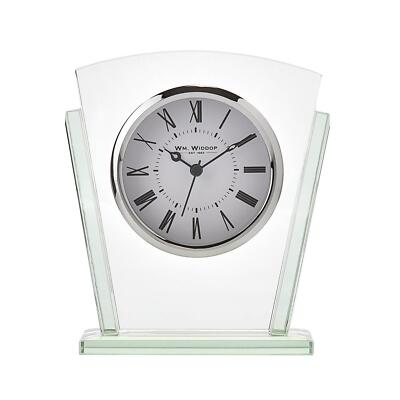 Glass Bezel Clock William Widdop Contemporary Art Deco Silver Colour ...